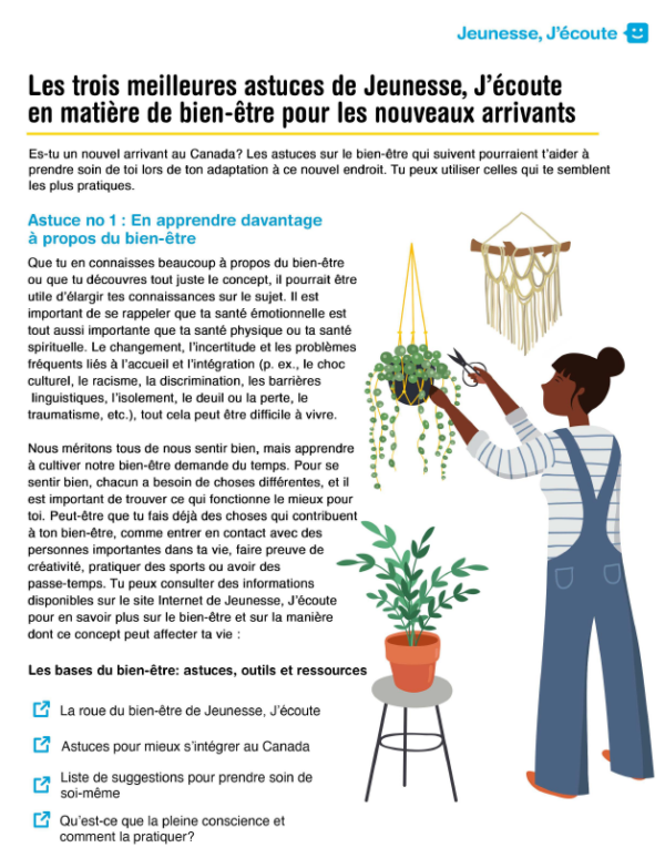 Trois astuces pour le bien-être des nouveaux arrivants - Jeunesse, J'écoute